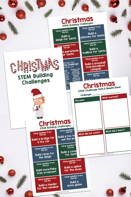 Christmas STEM Building Challenge Printable Pack – Sunshine Whispers