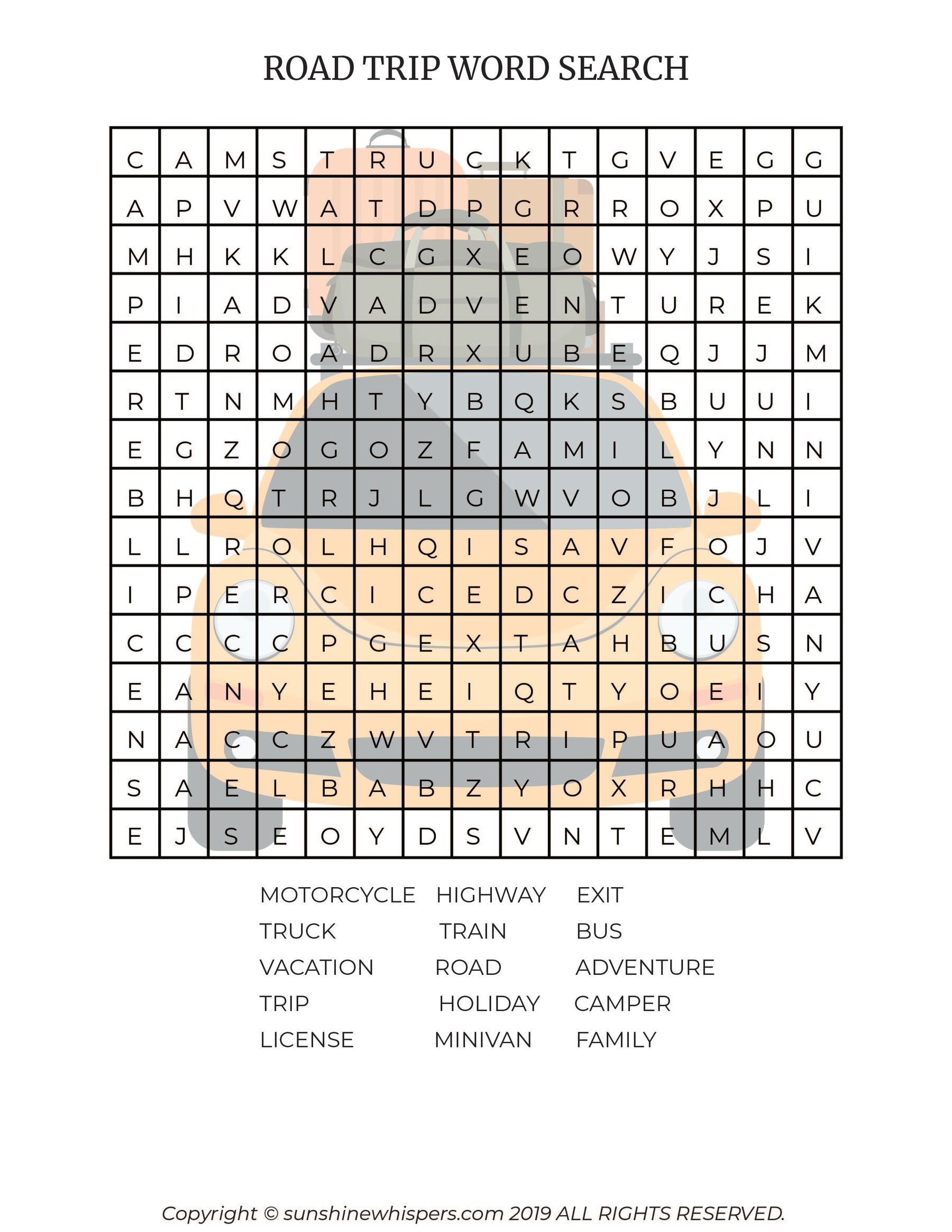 Family Travel Vacation Activity and Planning Pack – Sunshine Whispers