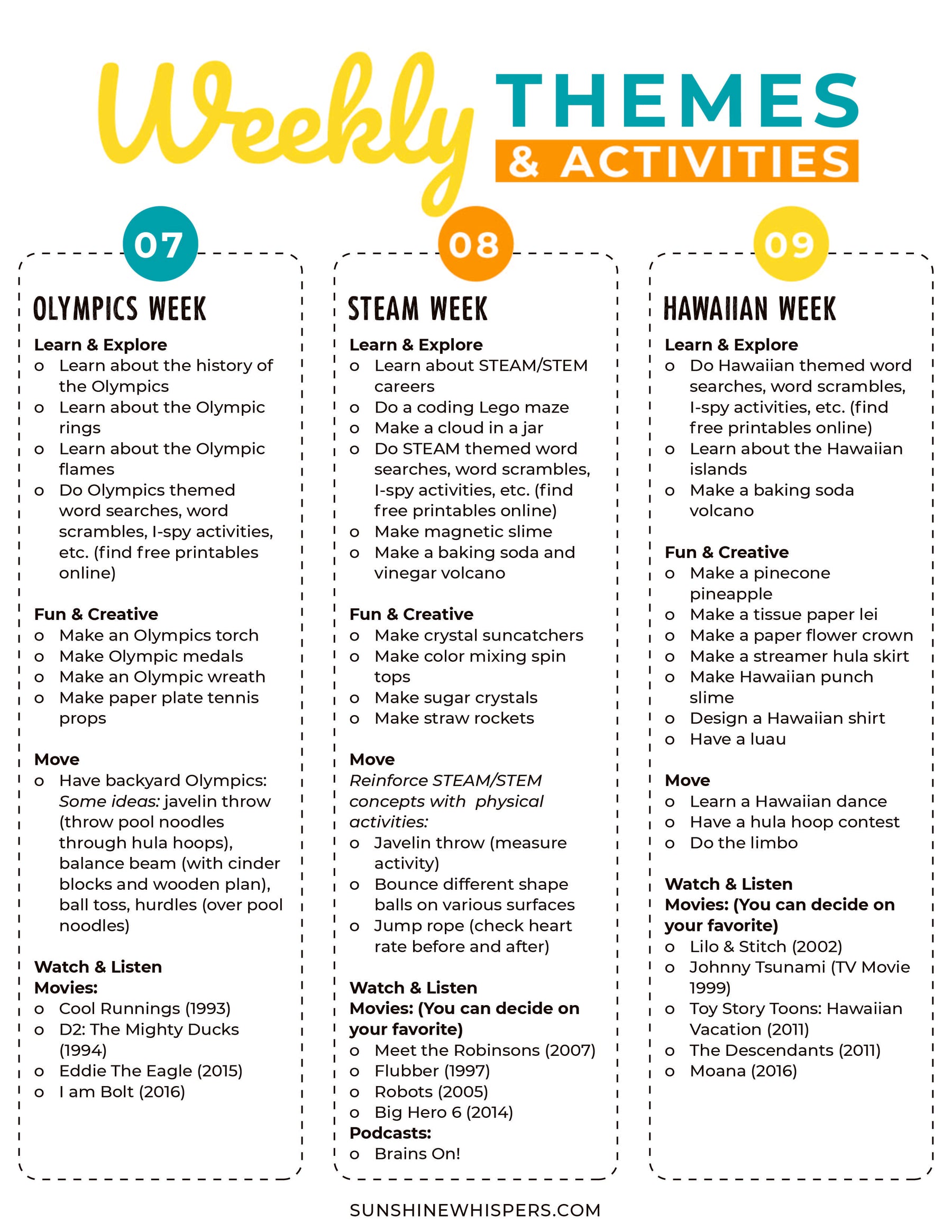 Summer Camp at Home Planner – Sunshine Whispers